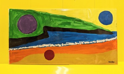 ST IVES ABSTRACT MODERNIST ORIGINAL PAINTING NIGEL WATERS SIGNED ...