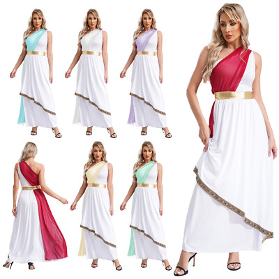 Women Ancient Greek Fancy Dress Roman Princess Costume One Shoulder ...