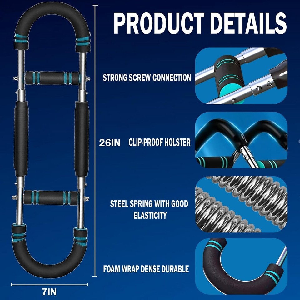 Twister Arm Exerciser Chest Workout Portable Power Twister Bar Muscular ...