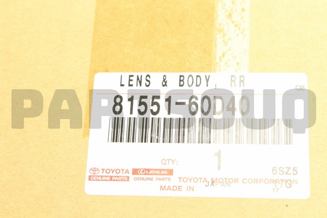 81551-60D40 Toyota Lens body rr 8155160D40 Genuine OEM Part for sale ...