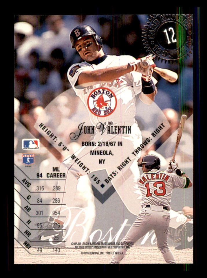 1995 BASEBALL 1995 Leaf John Valentin Boston Red Sox #12 1 | eBay