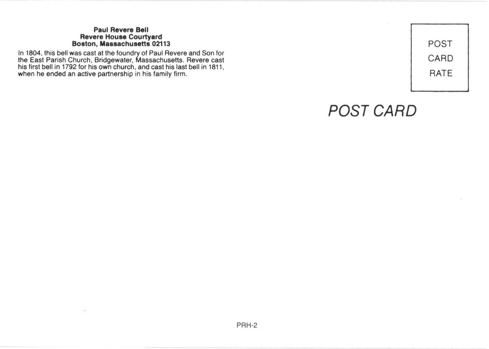 Boston Massachusetts Paul Revere Bell Revere House Courtyard Postcard ...