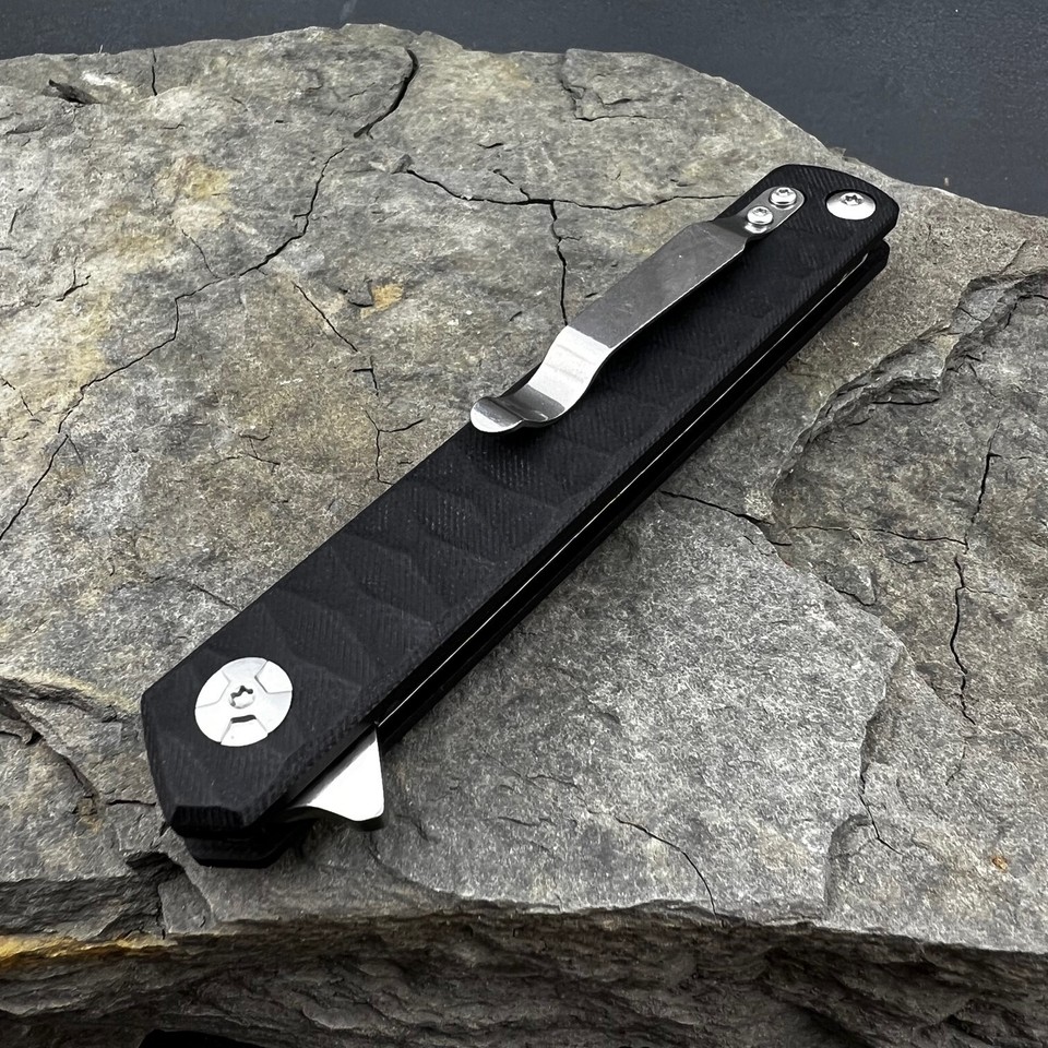 VORTEK ASTRO Black G10 Long Sleek Slender Blade Ball Bearing Folder ...