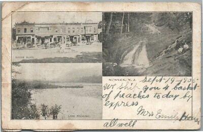 SUSSEX NJ LAKE POCHUNG ANTIQUE POSTCARD w/ LINEN BACKSIDE | eBay