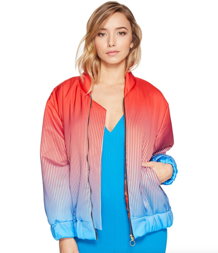 Kitty Joseph Multicolor Satin Bomber Jacket Women's Coat Size 10 UK ...