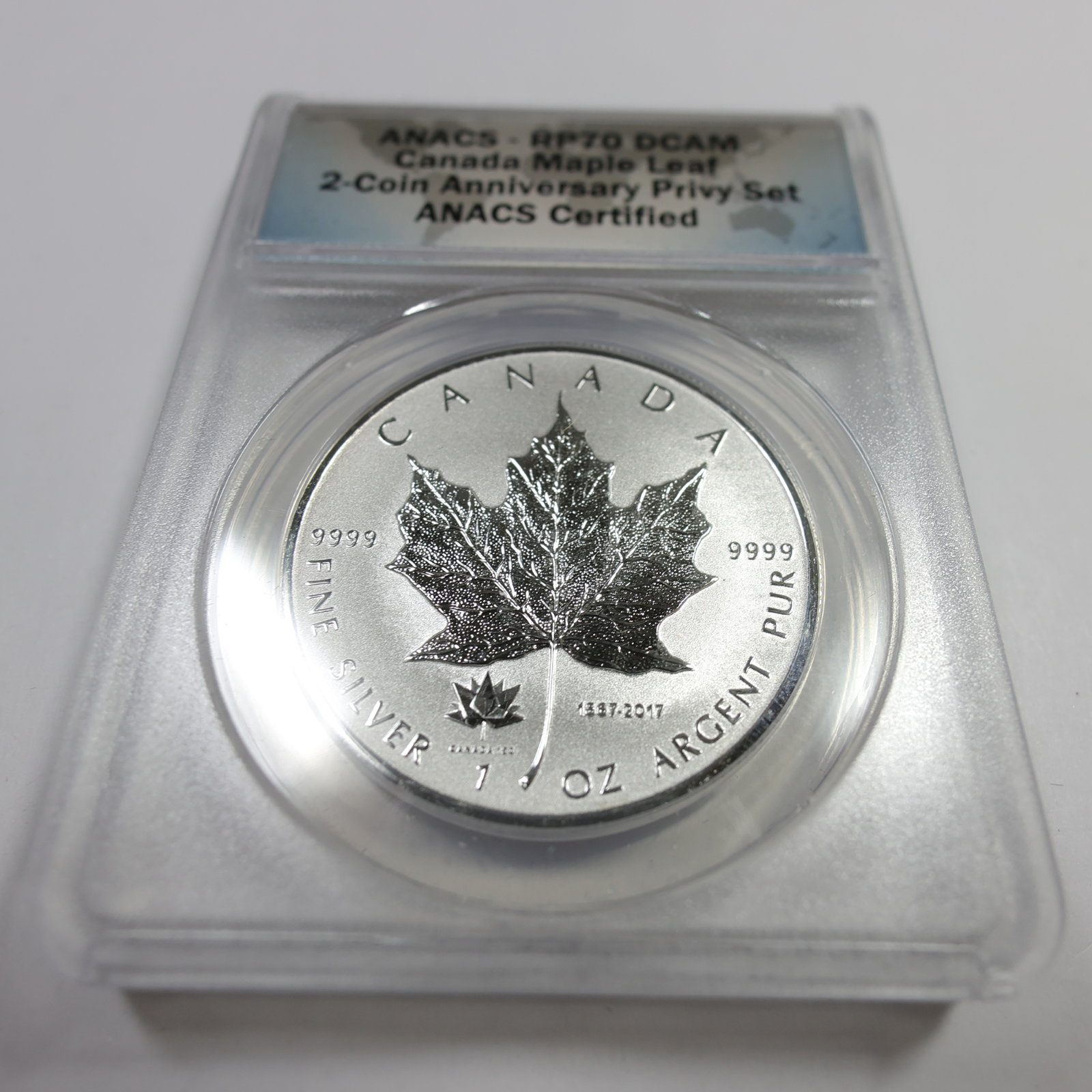 2017 NCG PR70 DCAM Reverse Proof Silver Canada Maple Leaf $5 Anniv Coin ...