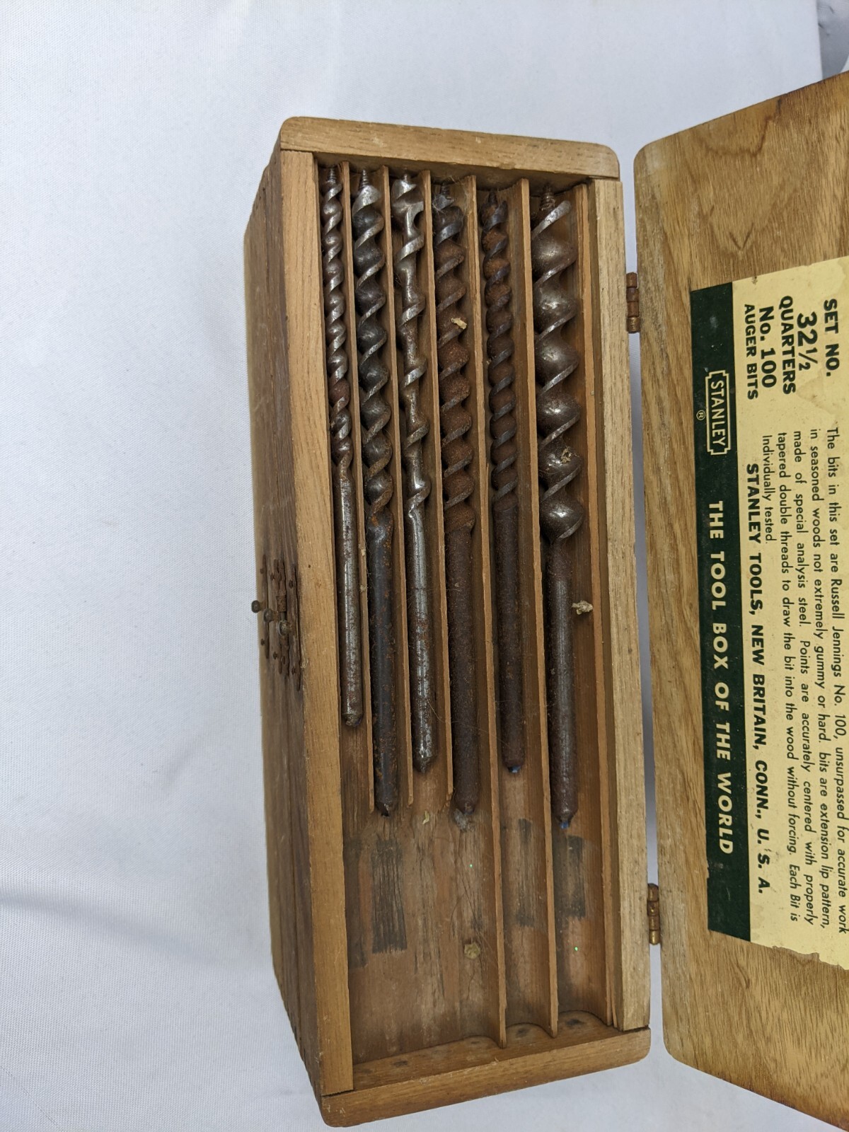 Russell Jennings Stanley Auger Bits Set No. 32.5 Quarters No. 100 With ...