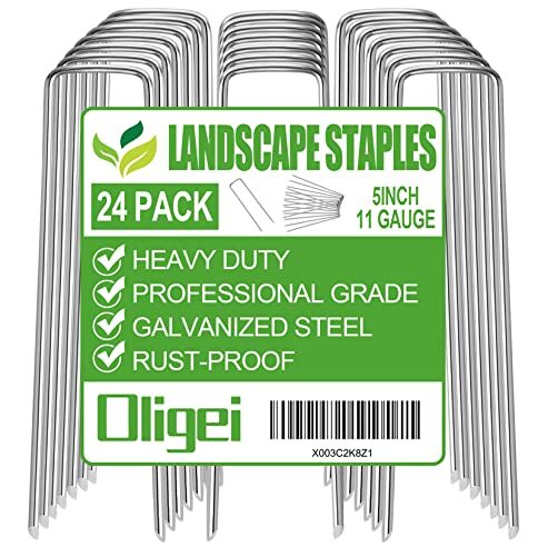 24 Pcs 5 Inch U-Shaped Garden Landscape Staples Galvanized Pins Lawn ...