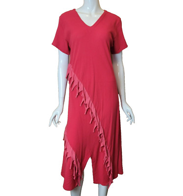 Oh My Gauze Abaca dress womens small medium size 1 red midi layered ...