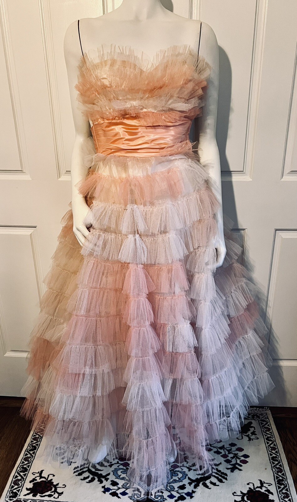 Vintage 1950's Pink Tulle Tiered Ruffle Cupcake Party… - Gem
