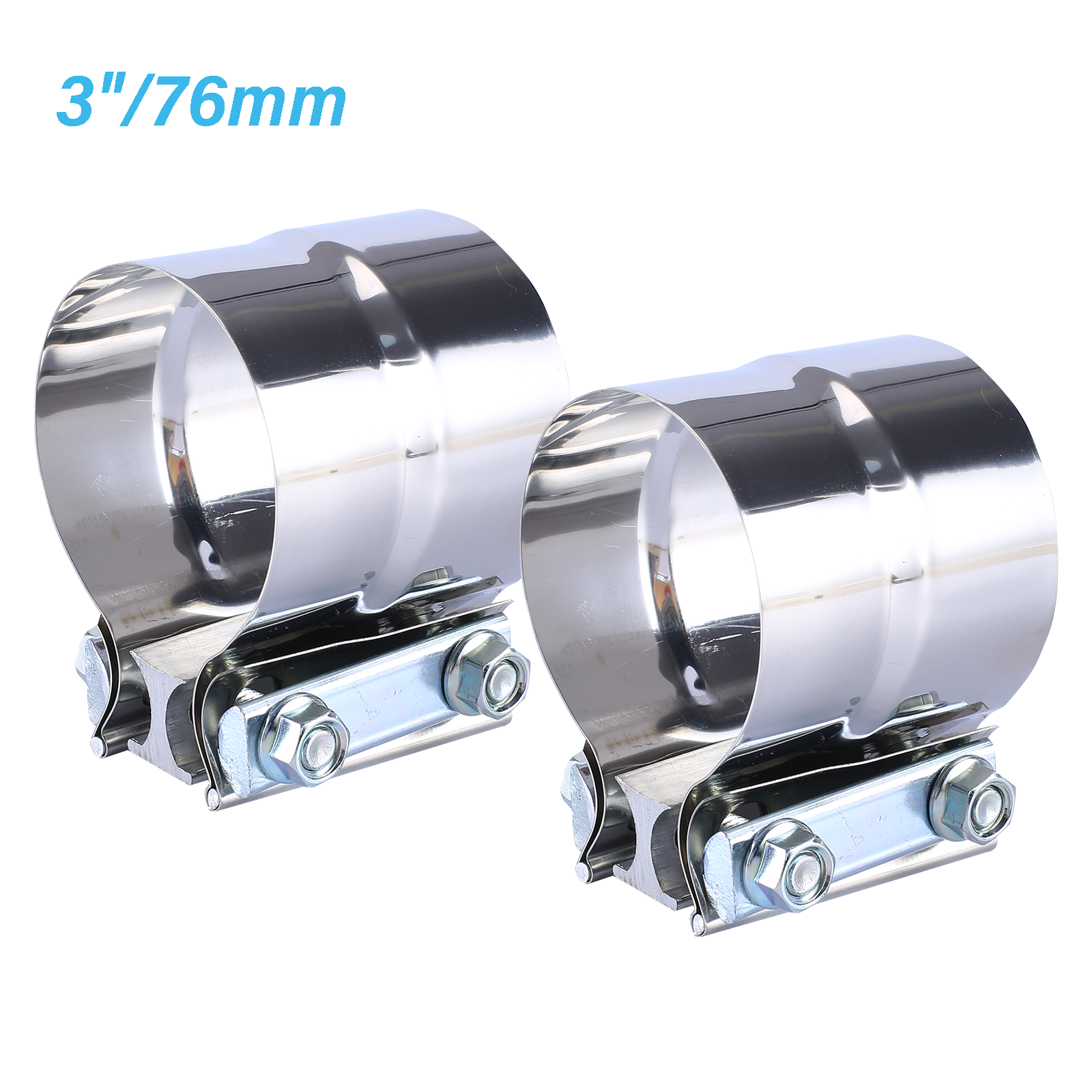 2Pcs 3" Stainless Exhaust Band Clamp Step Clamps for Catback Muffler ...