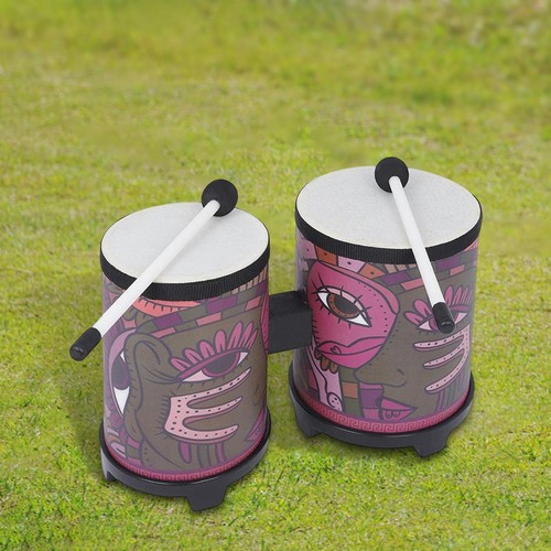 Kids Bongo Set Music Toy Childrens Mini Drums Maple Body 4" / 5" Bongos ...