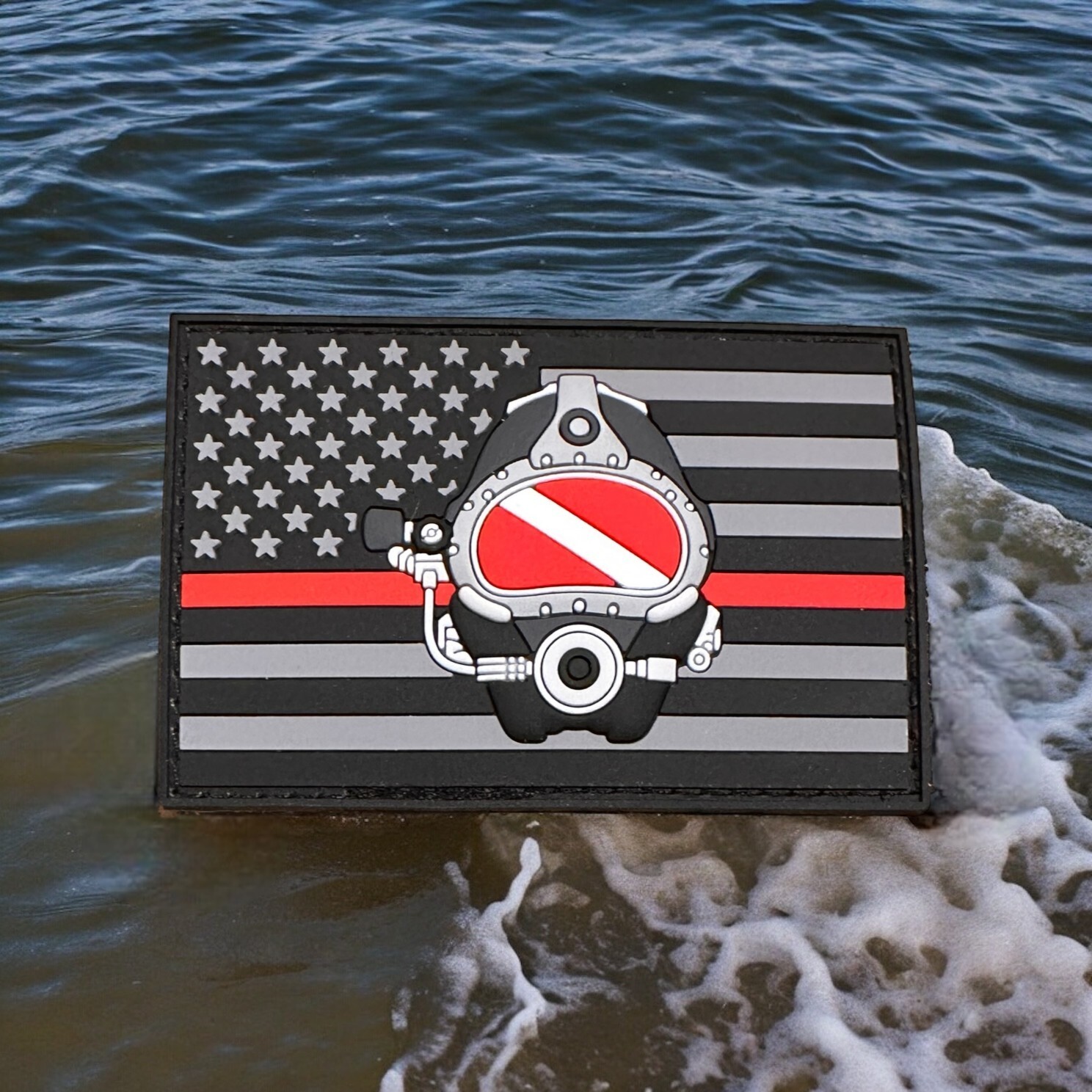Subdued Thin Red Line American Flag Public Safety Diver PVC Patch | eBay