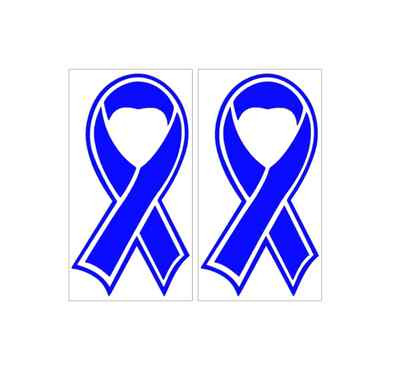 2 -2.25"x4"Dk Blue Ribbon-COLON Cancer Awareness-Vinyl Decal sticker ...