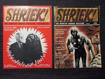 1965 SHRIEK Magazine #2 VF- 7.5 #4 VG+ 4.5 LOT of 2 DCHAC | eBay