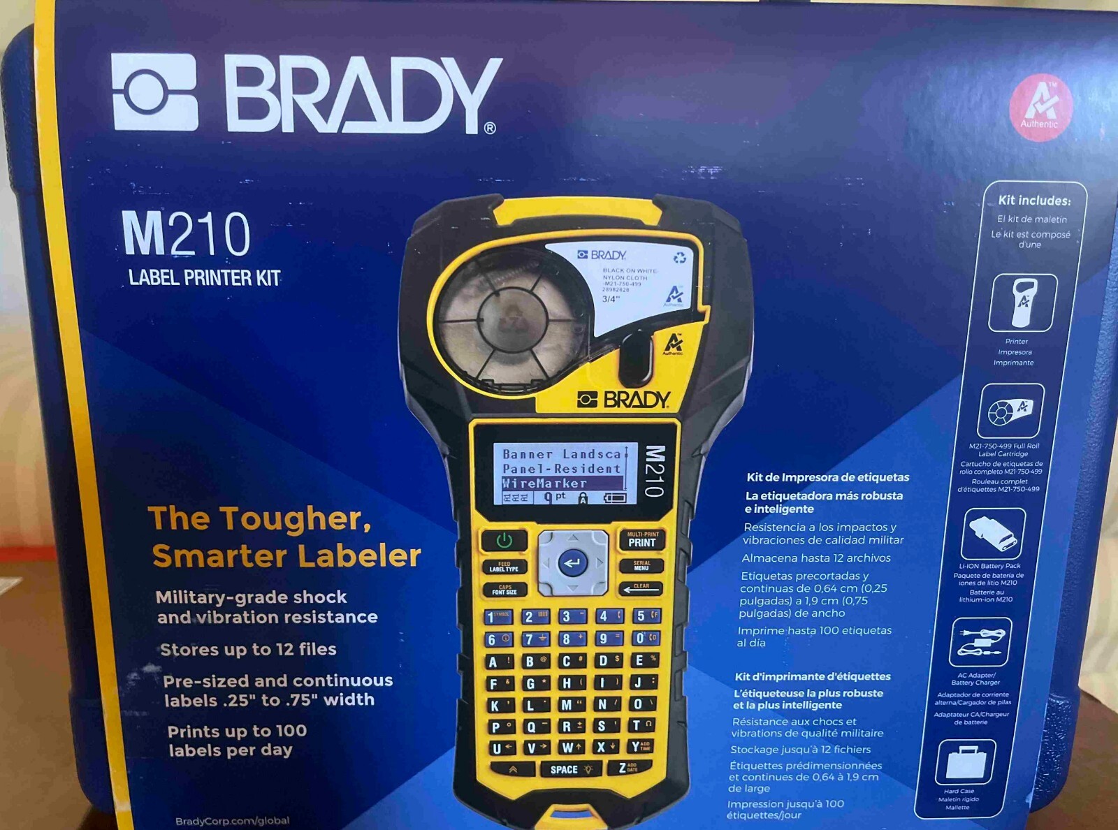 Brady M210 Portable Label Printer Kit (M210-KIT bundle), Yellow/Black ...