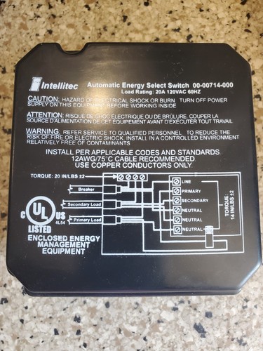 Intellitec Automatic Energy Select Select Switch Camper RV 20 Amp 00 ...