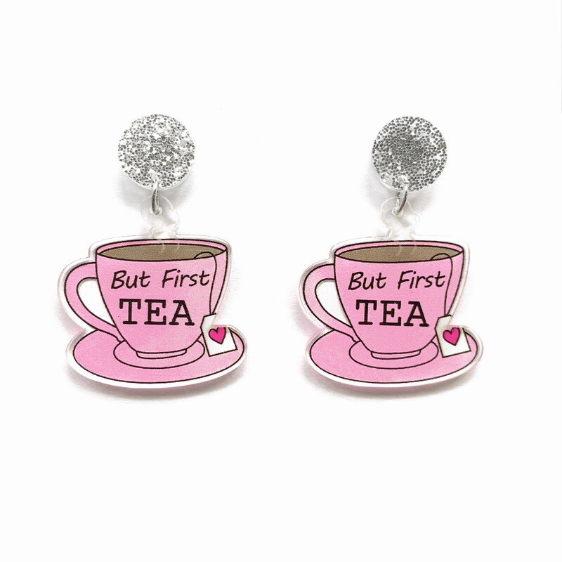 Cute Charming Coffee Tea Cup Pendant Earrings Quirky Cuppa-Themed Ear ...