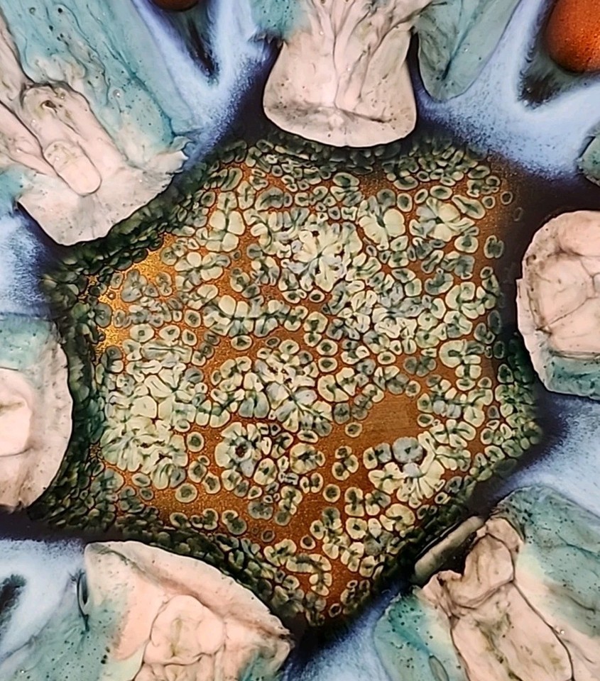 Vintage Edwards Star Enamel On Copper Plate Turquoise & Orange 11.5"W ...