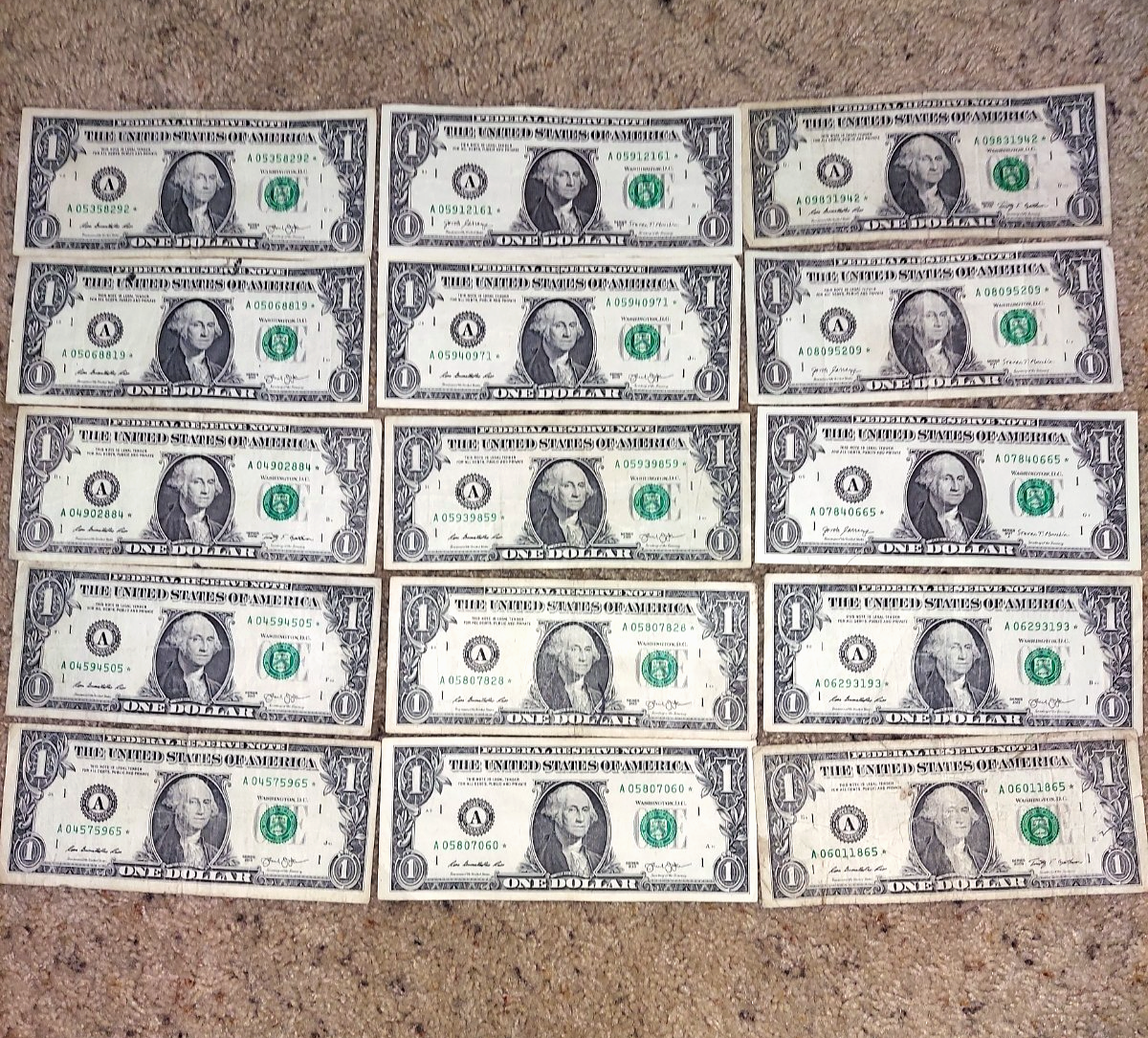 $1 Dollar "A" Bill Star Notes Lot Of 15 | eBay