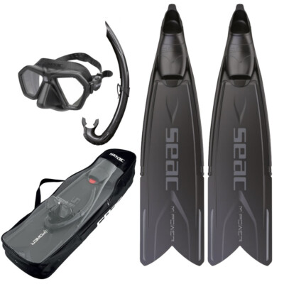 Seac Tris M-power Freediving Mask, Fins and Snorkel Set | eBay