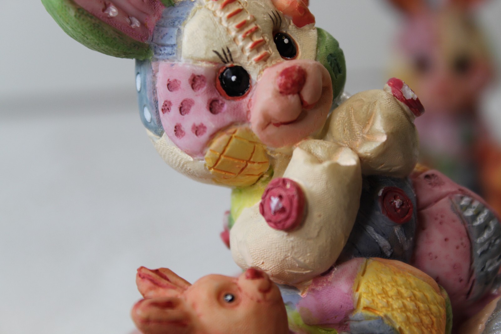 Patchwork Bunny Rabbits Set of 2 Quilted 4" Resin Figurines | eBay