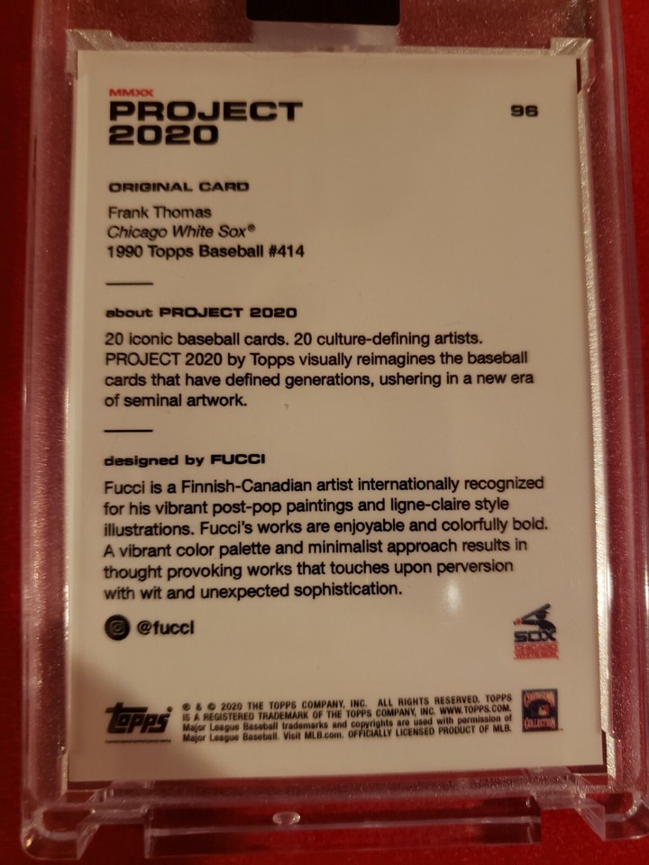 Topps PROJECT 2020 FRANK THOMAS FUCCI #96 In Hand Baseball Card White ...