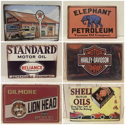 Lot Of Vintage Style Automotive Tin Sign For Man Cave Gas Oil Gas ...