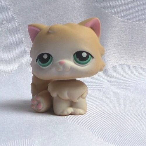 LITTLEST PETSHOP PET SHOP LPS #129 HASBRO CAT CHAT PERSAN ASSIS BEIGE ...