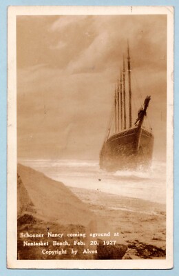 RPPC SCHOONER NANCY COMING AGROUND AT NANTASKET BEACH - FEB 20, 1927 ...