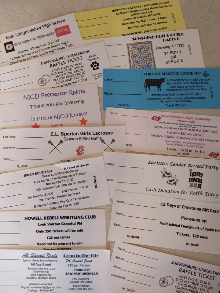 CUSTOM PRINTED RAFFLE TICKETS, NUMBERED AND PERFORATED, CARDSTOCK | eBay
