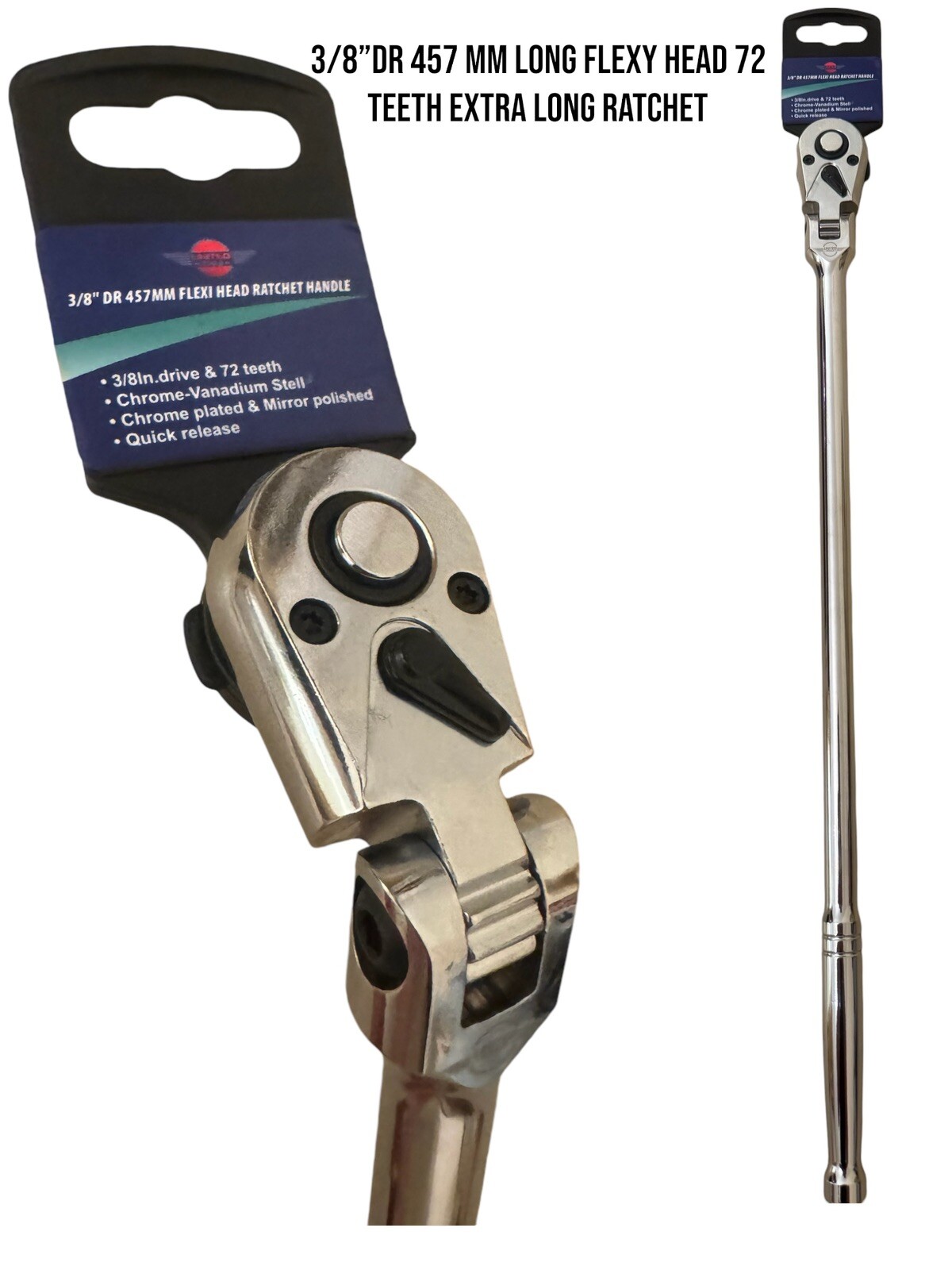 UNITED Ratchet Handle Socket Wrench 3/8" Drive Flexi Head 72T Extra ...