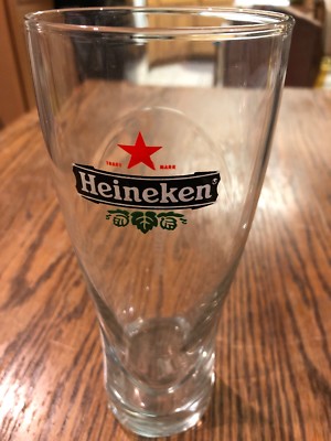 Heineken Pilsner 16 oz Bar Beer Glass Star Etched Glass bottom | eBay