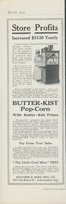 1915 Butter Kist Pop Corn Popper Machine Little Gold Mine Stores Print ...