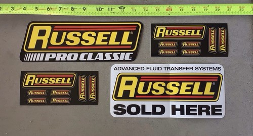 16 RUSSELL hoses fittings authentic original racing stickers decals ...