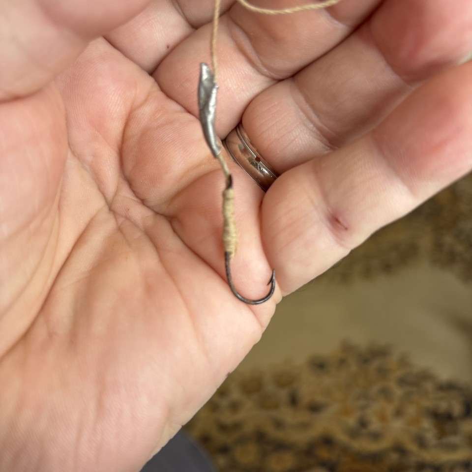 Rev War 18th Century Small Forged Iron With Line Fish Hook Tied Must ...