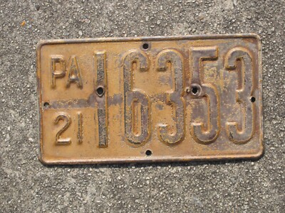 1921 Pennsylvania Motorcycle License Plate PA Penna 16353 | eBay
