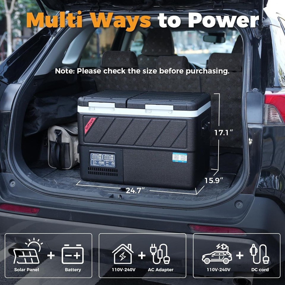 37QT Dual Zone Fridge Freezer Car Refrigerator with APP Control 12 Volt ...