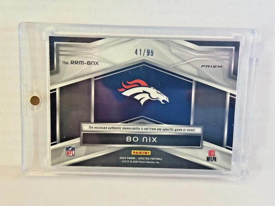 2024 Panini Spectra Bo Nix Rising Rookie Materials Broncos Dual NFL ...