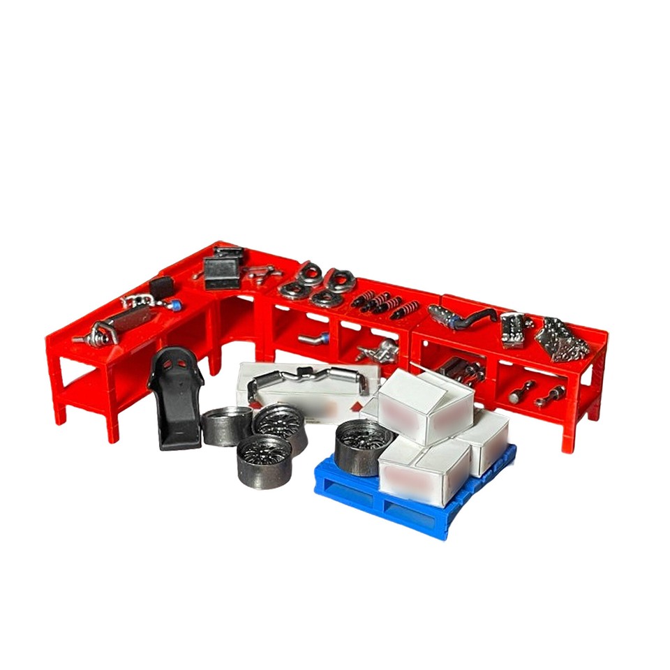 Diorama 1/64 Garage Props Model Car Workshop Tuning Repair Scene Model ...