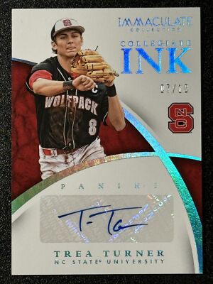 2015 Immaculate Collection #21 Trea Turner #/10 Auto RC Collegiate Ink ...