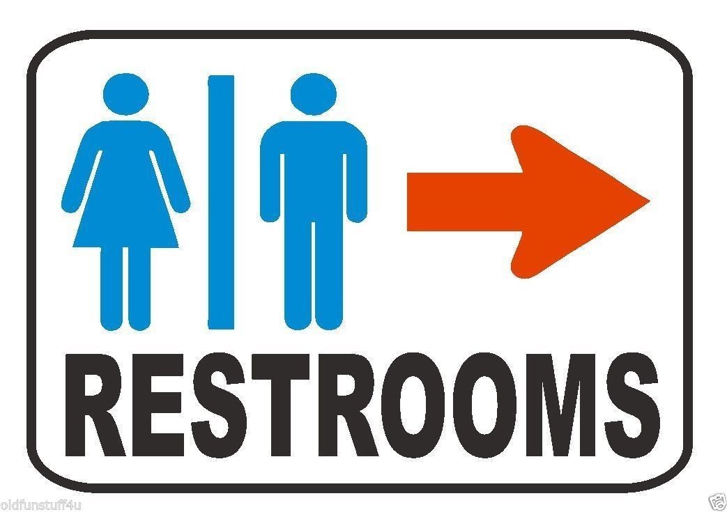 Restroom Sign Male Female Right Arrow Safety Business Sign Decal ...