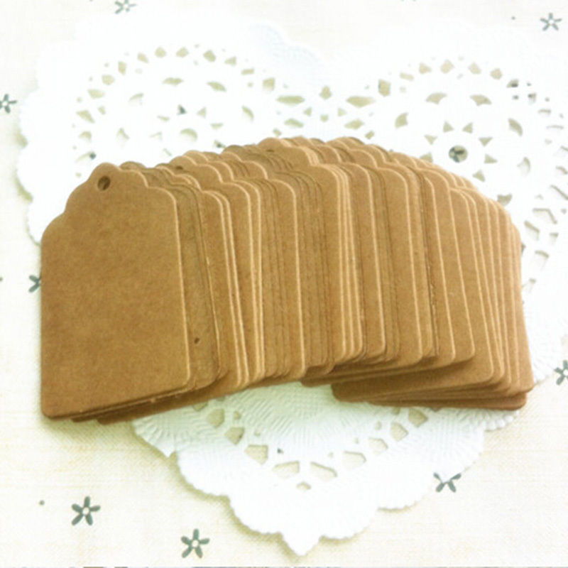 100pcs Blank Kraft Paper Hang Tags Wedding Party Favor Label Price Gift ...
