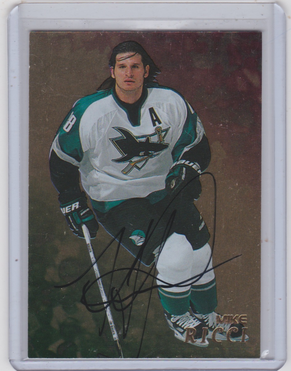98-99 1998-99 BE A PLAYER MIKE RICCI GOLD AUTO AUTOGRAPH 270 SAN JOSE ...