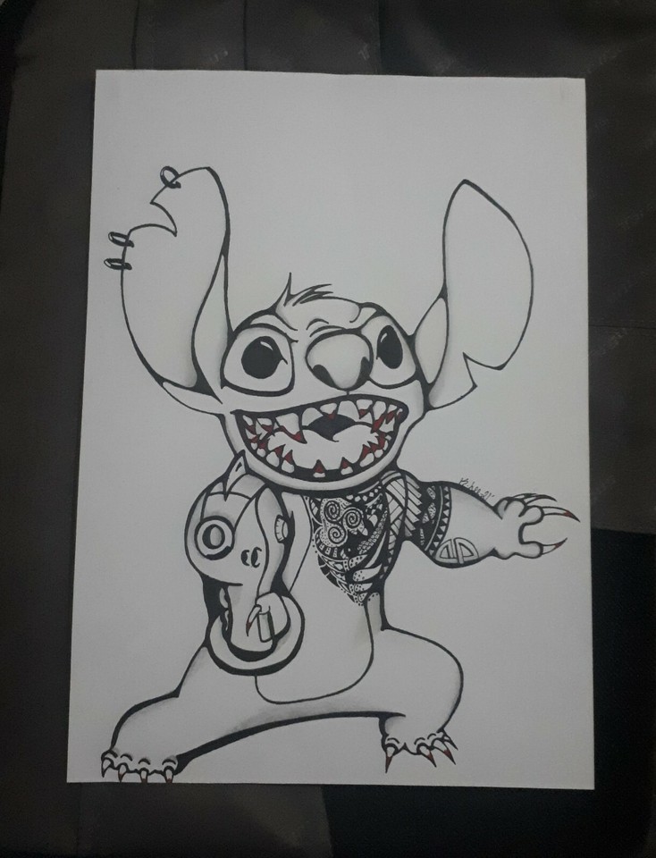 Disneys Stitch - an original drawing of a bad stitch. | eBay