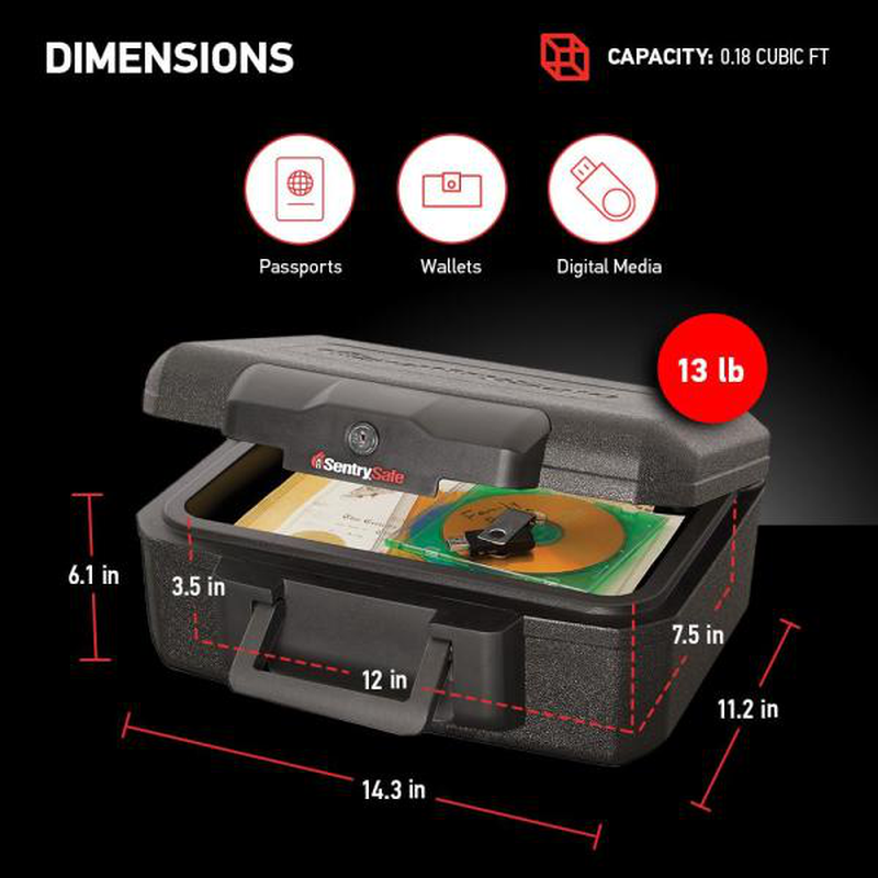 NEW Portable Fireproof Safe Box Transportation For Docu Media Valuables ...