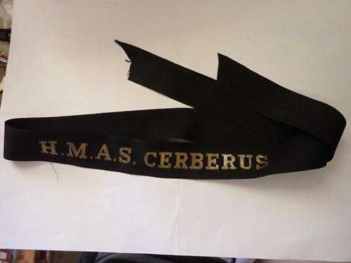 HMAS CERBERUS ROYAL AUST NAVY TALLY BAND off SAILORS CAP in EXCELLENT ...