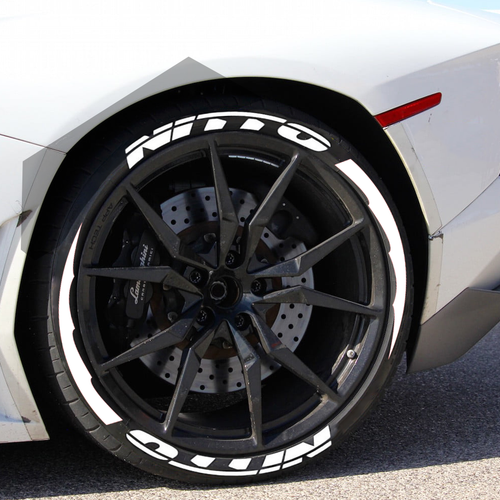NITTO Permanent Tire Lettering Sticker 1.06" 14"-22" White With ...