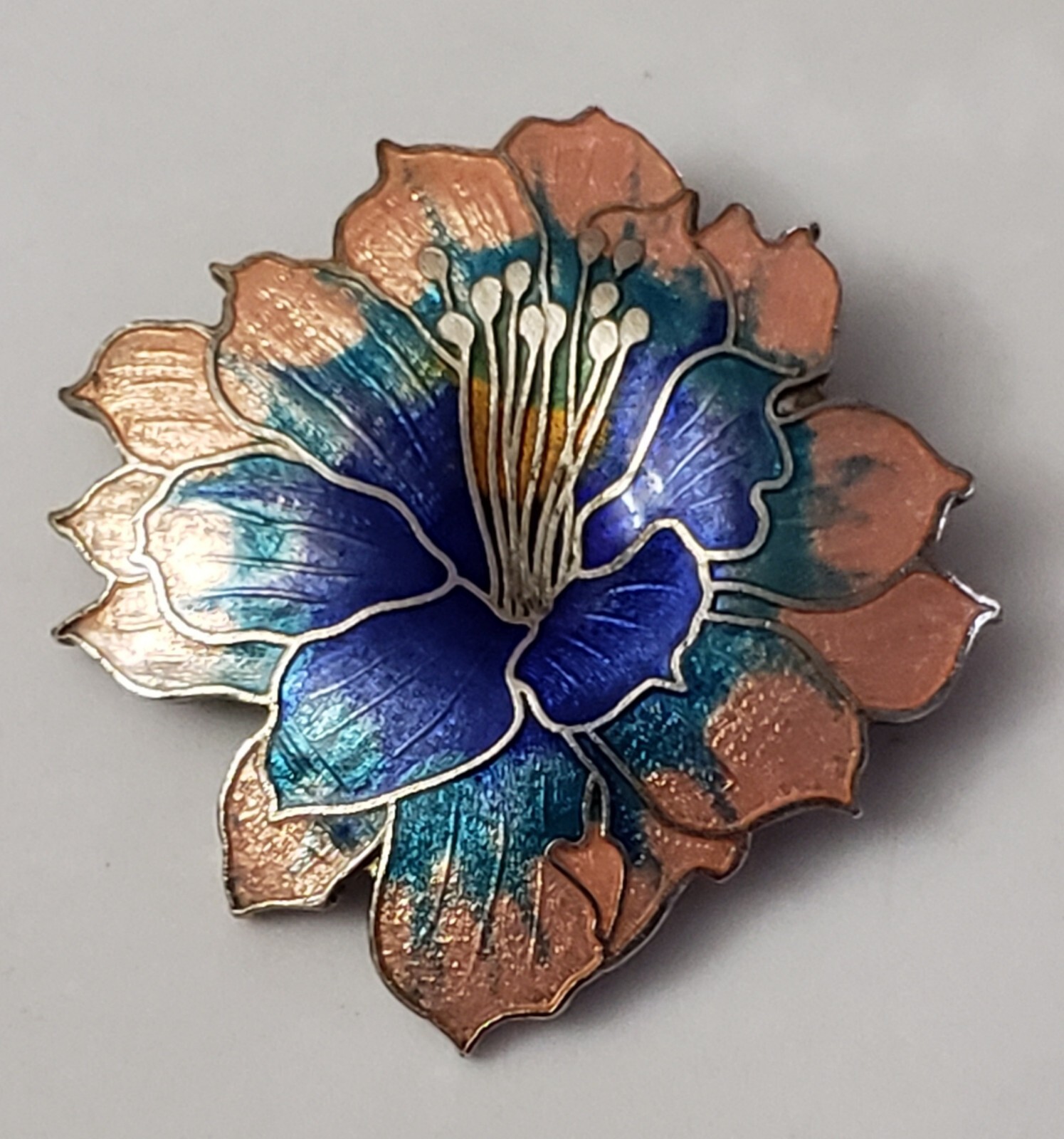 Vintage Hibiscus Flower Cloisonne Cloisonné Enamel Pe… - Gem