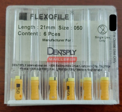 Dentsply Endodontic Dental FLEXOFILE Size 050, 21mm Stainless Steel 6 ...